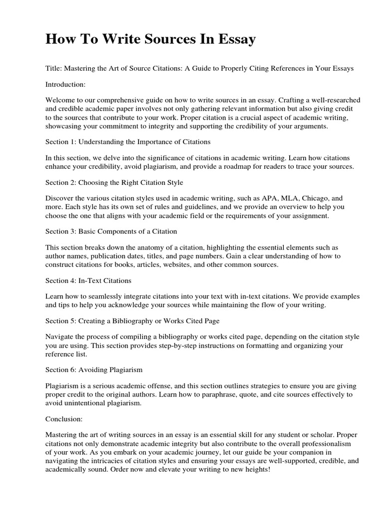 How To Write Sources in Essay | PDF | Citation | Plagiarism