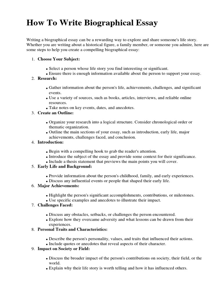 How To Write Biographical Essay | PDF | Essays | Biography