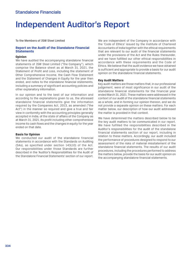 Standalone Financials 21 | PDF | Going Concern | Audit