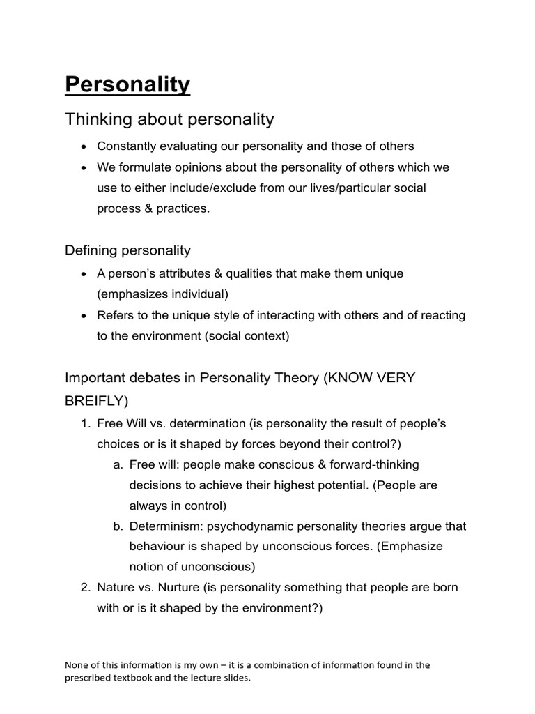 Personality | PDF | Id | Personality Psychology