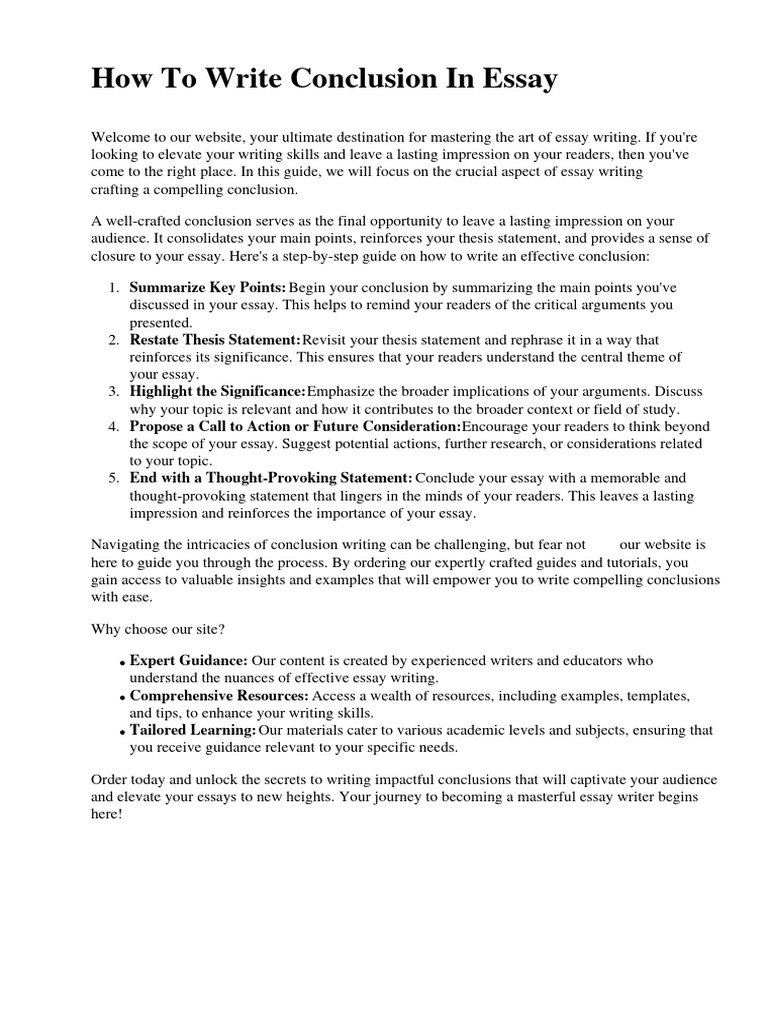 How To Write Conclusion in Essay | PDF | Essays | Communication