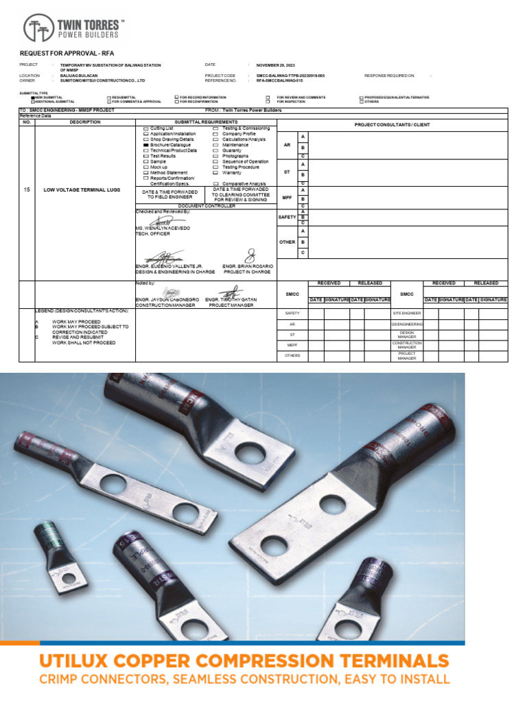 RFA 15 LV Terminal Lugs | PDF | Electrical Connector | Materials
