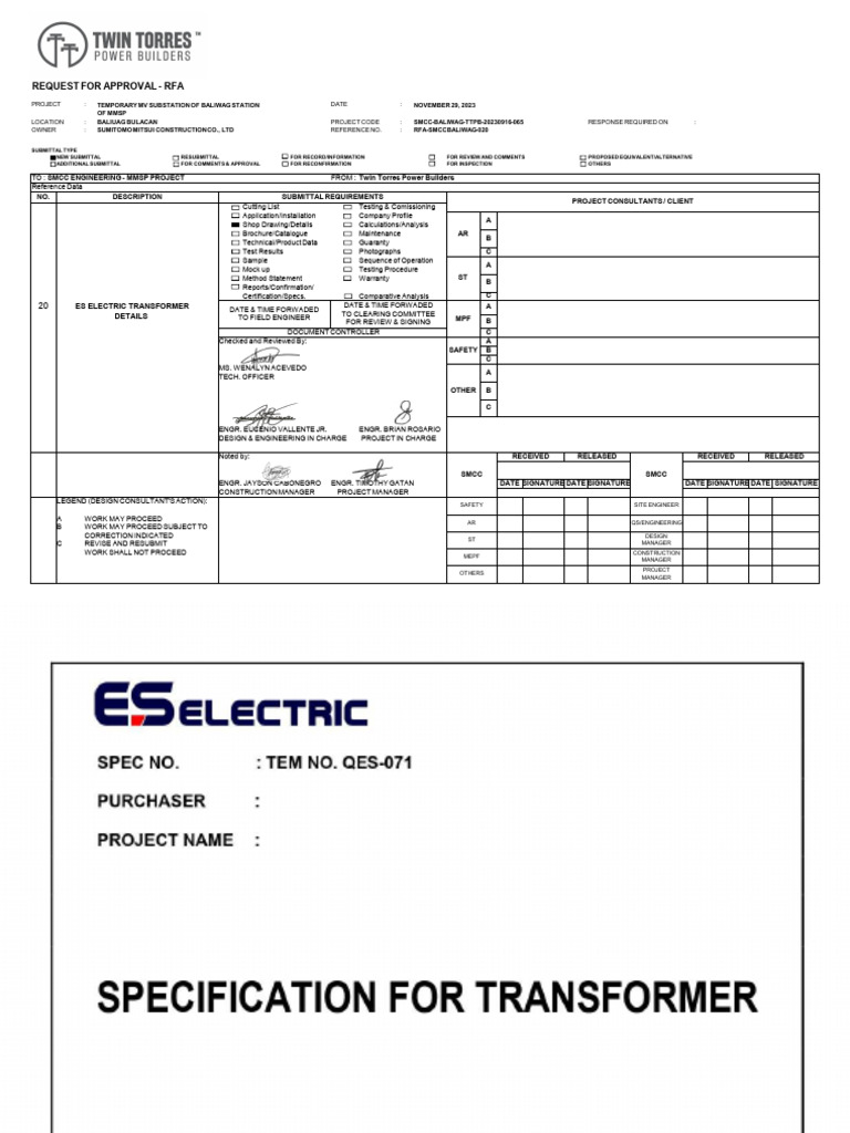 RFA 20 ES Electric Transformer Details | PDF | Engineering