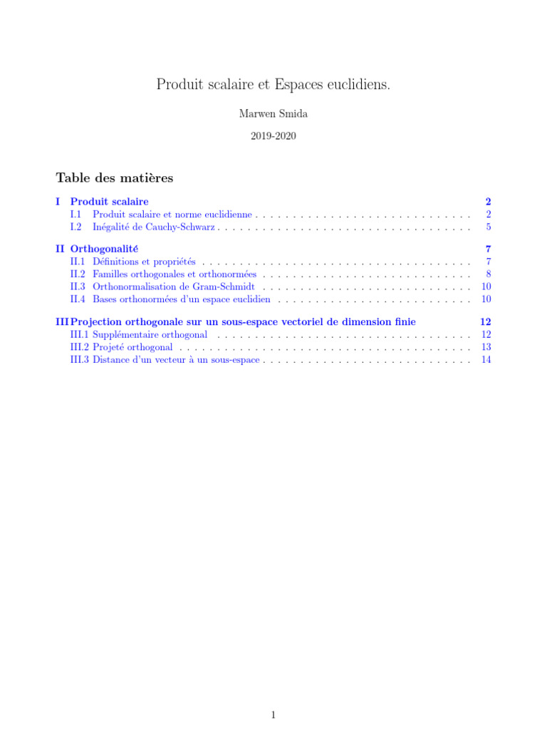 Produit scalaire et Espaces euclidiens | PDF | Espace euclidien | Base ...