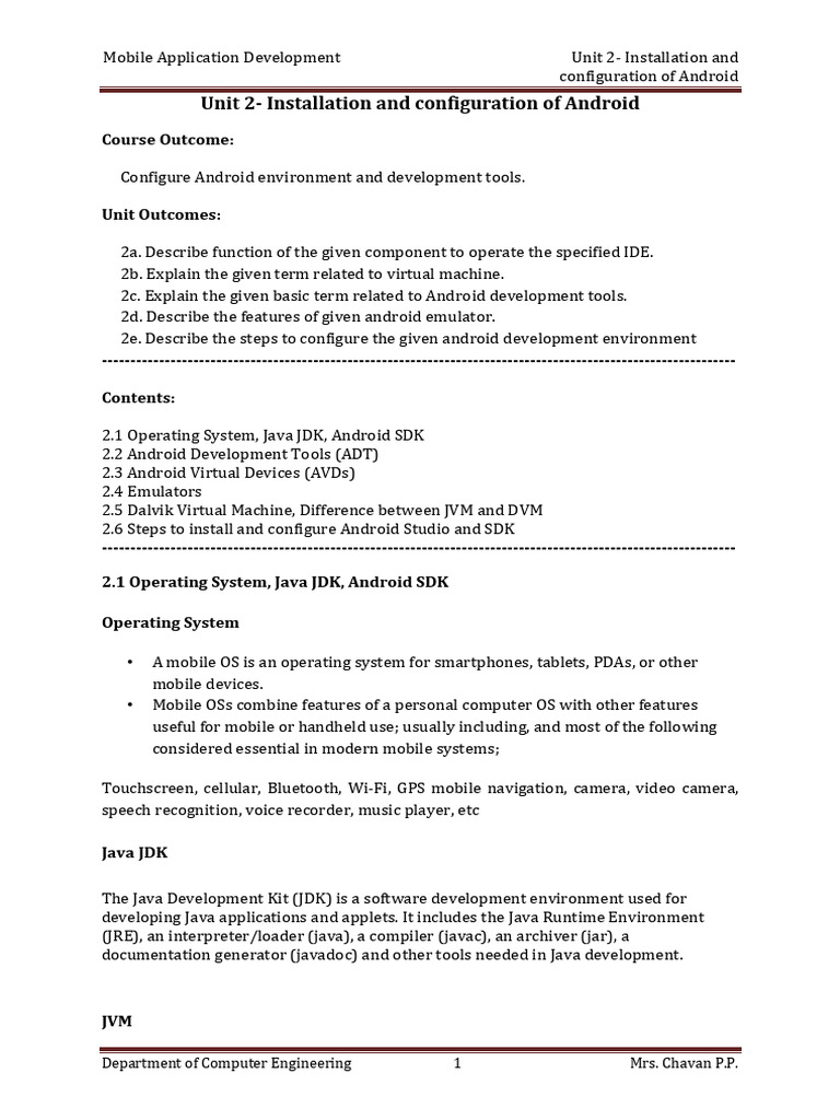 Unit 2 Installation and Configuration of Android | PDF | Java Virtual Machine | Android ...