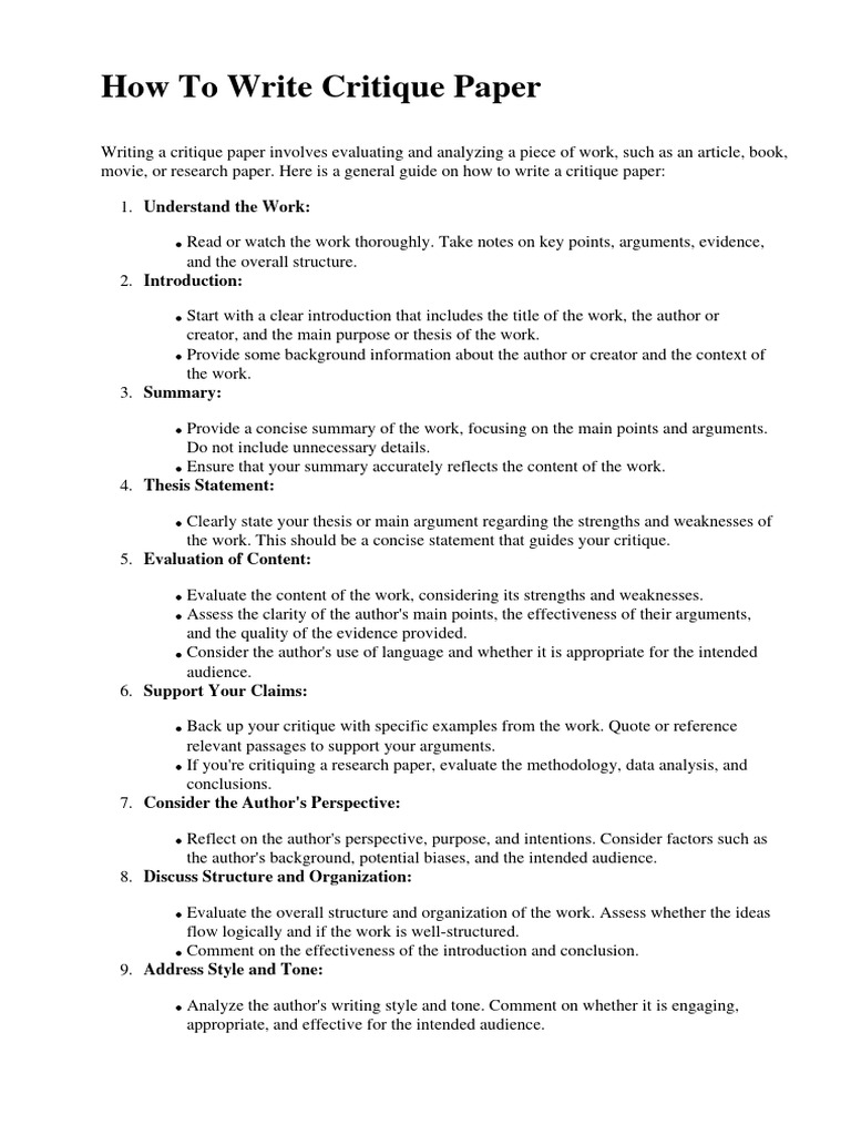 How To Write Critique Paper | PDF | Citation | Argument