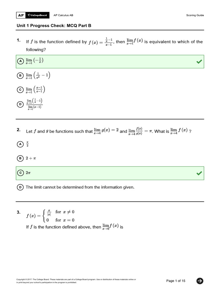 SG Unit1progresscheckmcqpartb 5d92d71e191860.16183820 | PDF | Function ...