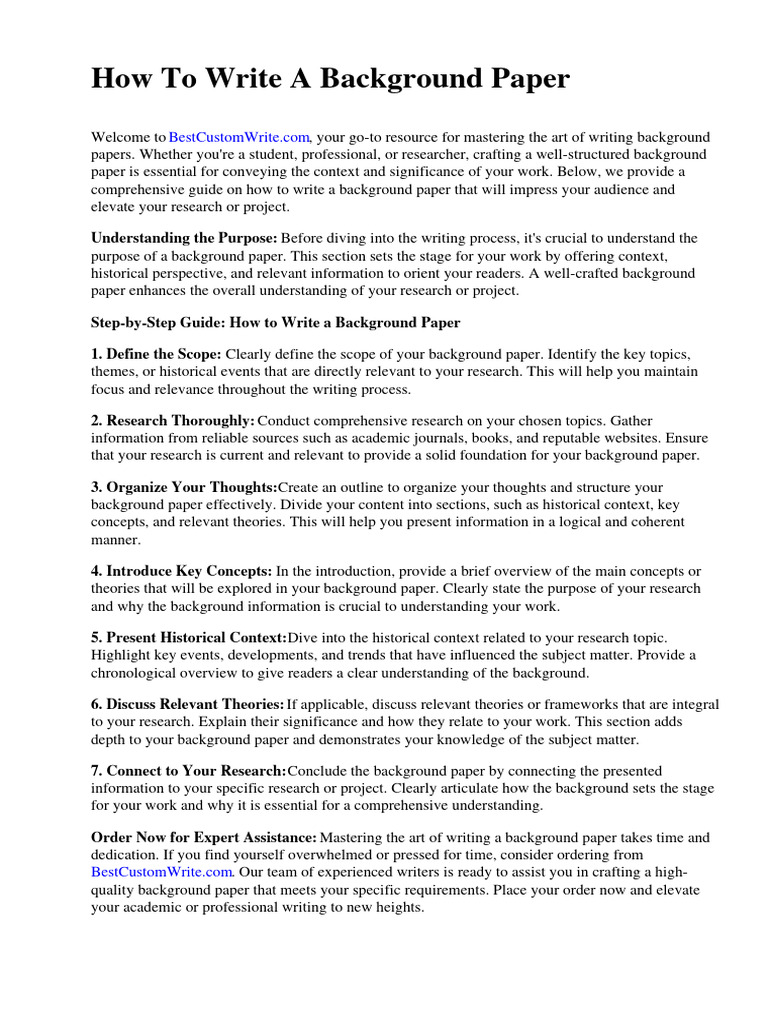 How To Write A Background Paper | PDF | Information | Thought