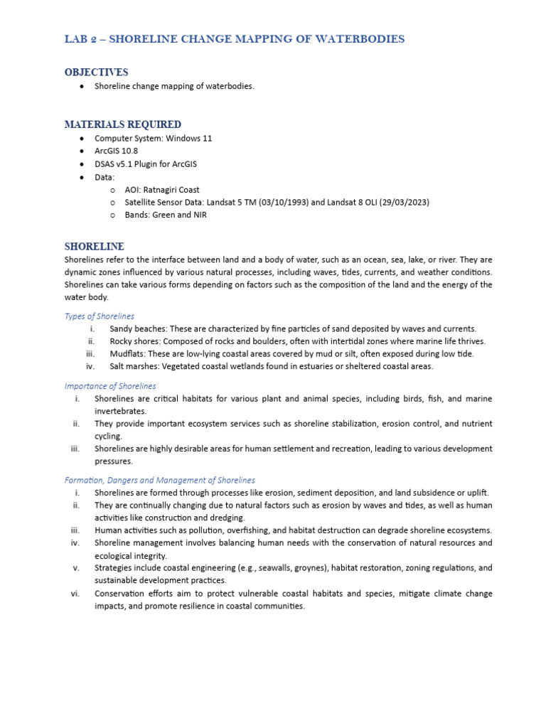 GI516 - Lab 2 - Shoreline Change Mapping | PDF | Coast | Erosion