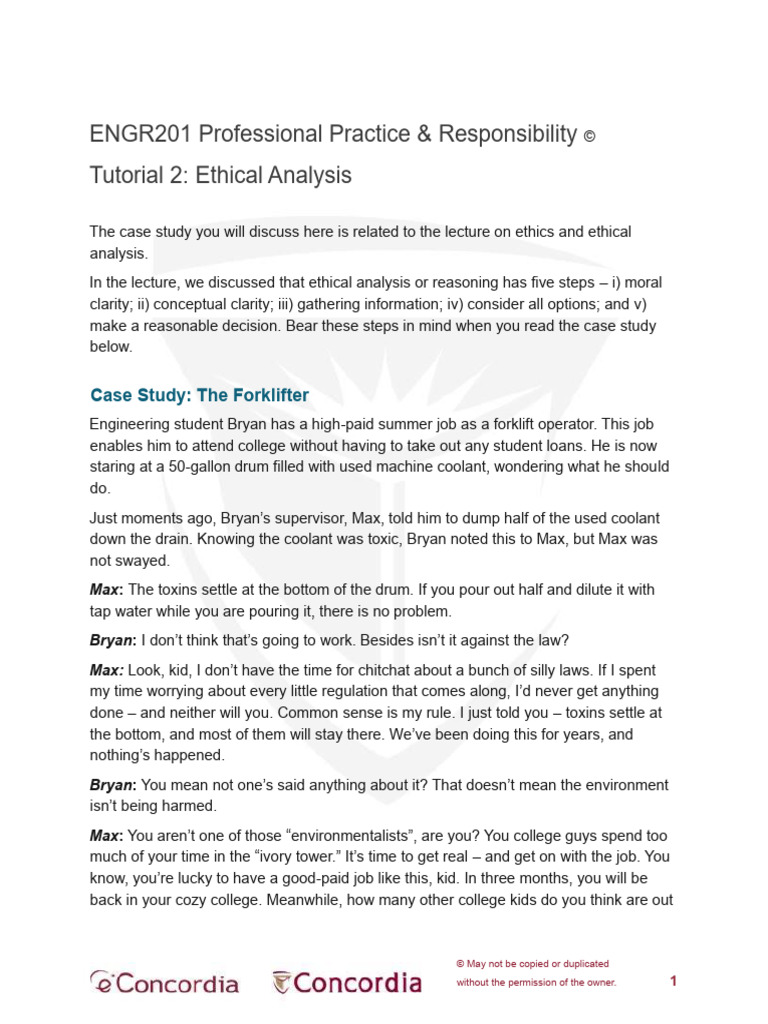 ENGR201 Tutorial 2 | PDF | Integrity
