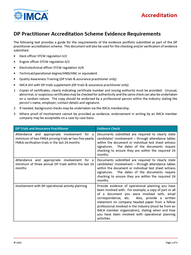 DP Practitioner Accreditation Scheme Evidence Requirements | PDF