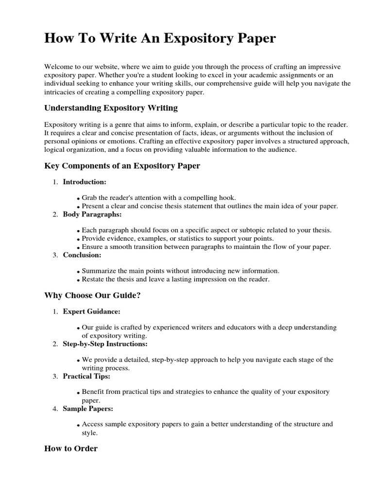 How To Write An Expository Paper | PDF | Communication | Learning