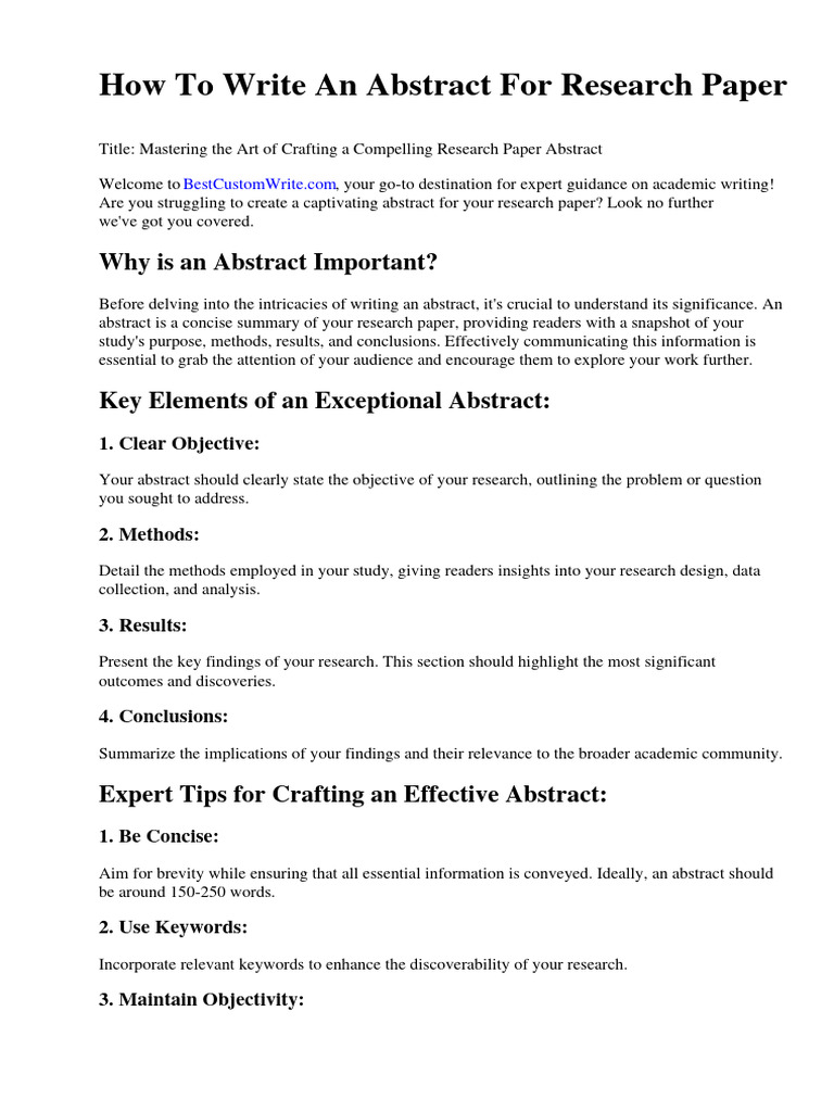 How To Write An Abstract For Research Paper | PDF | Abstract (Summary ...