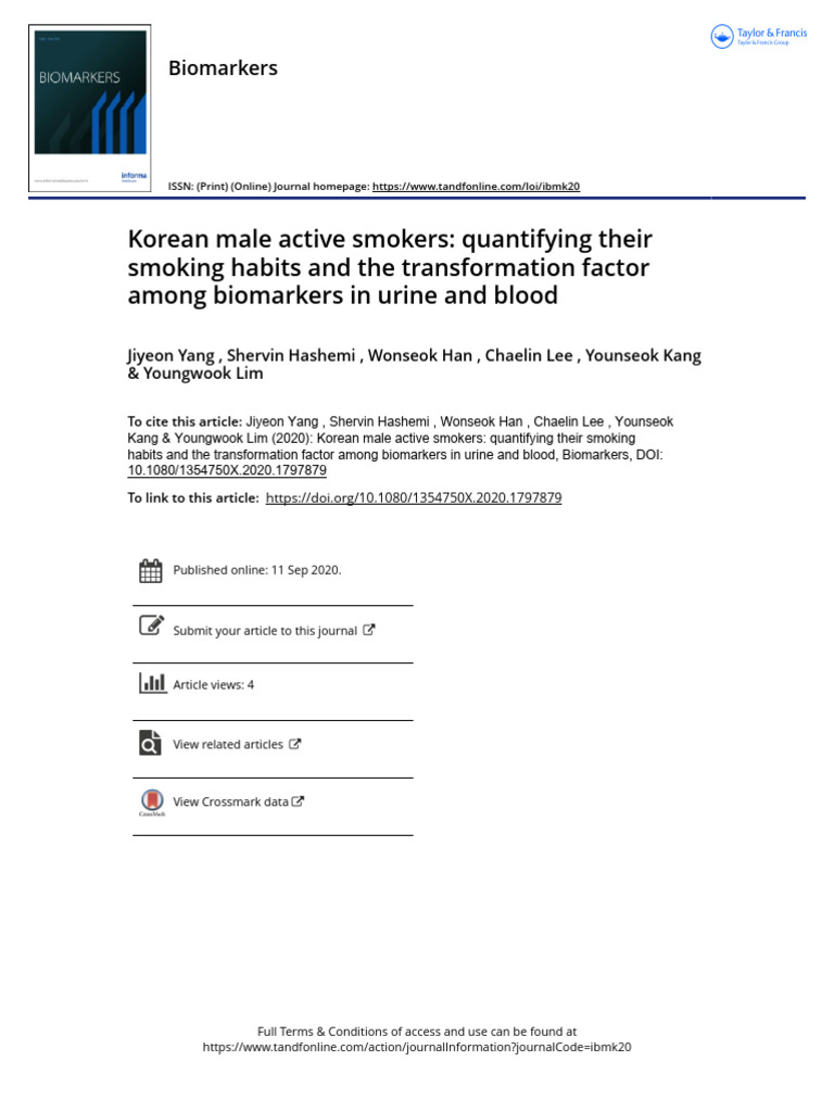 Biomarkery Krew I Slina Caly Artykul Korea | PDF | Tobacco Smoking ...