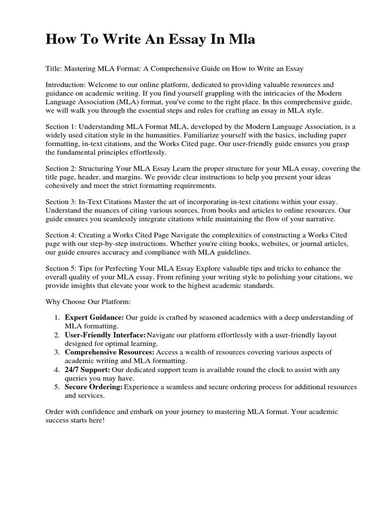 How To Write An Essay in Mla | PDF | Usability | Essays