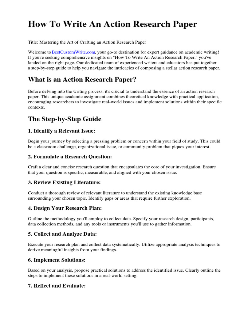 How To Write An Action Research Paper | PDF | Action Research | Data