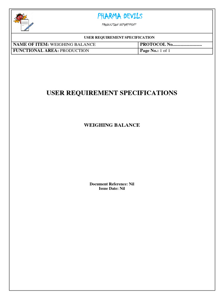 User-Requirement-Specification-for-Weighing-Balance (1) | PDF ...