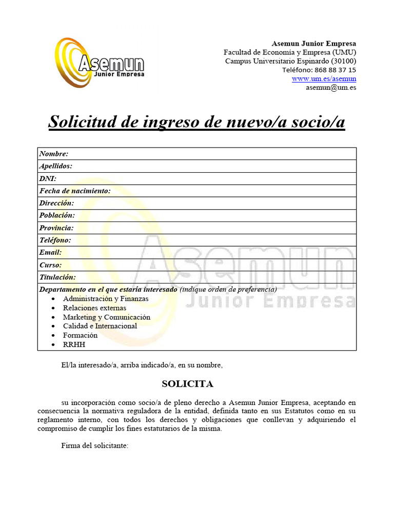 Solicitud Nuevo Socio | PDF | Justicia | Crimen y violencia