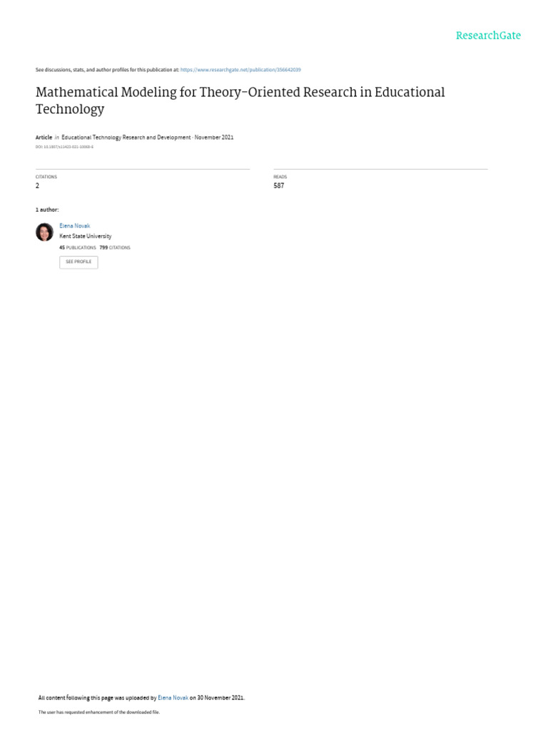 Novak 2021 Mathematical Modeling | PDF | Conceptual Model | Theory
