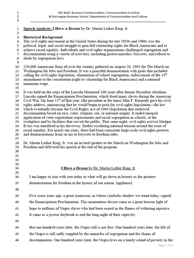 Transcript - MLK Jr. (Word) | PDF | Civil Rights Act Of 1964 | Justice