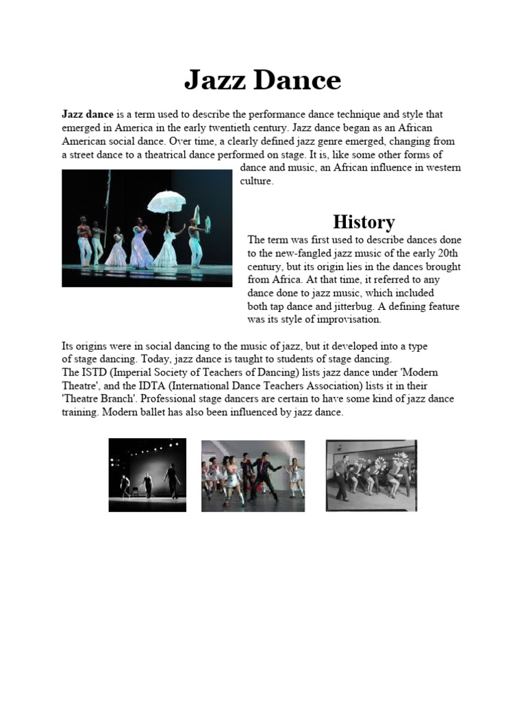 Jazz Dance History | PDF