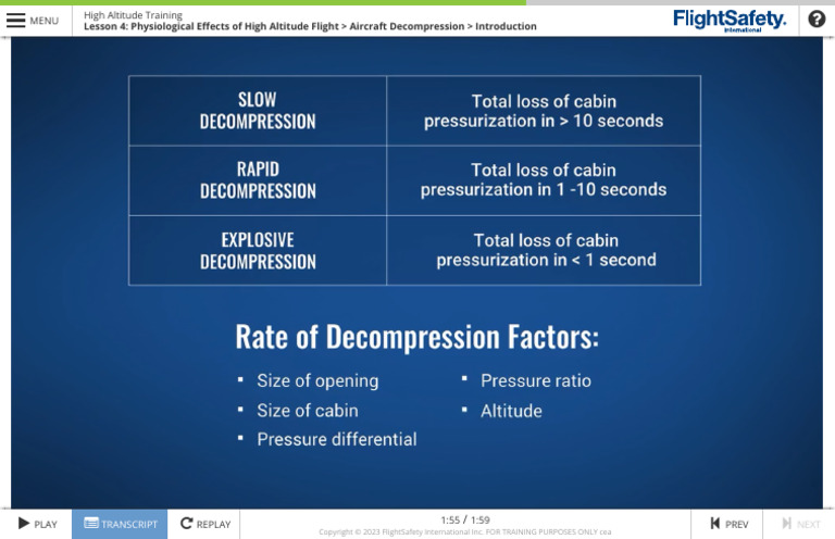 FlightSafety Elearning - High Altitude Training 10 | PDF