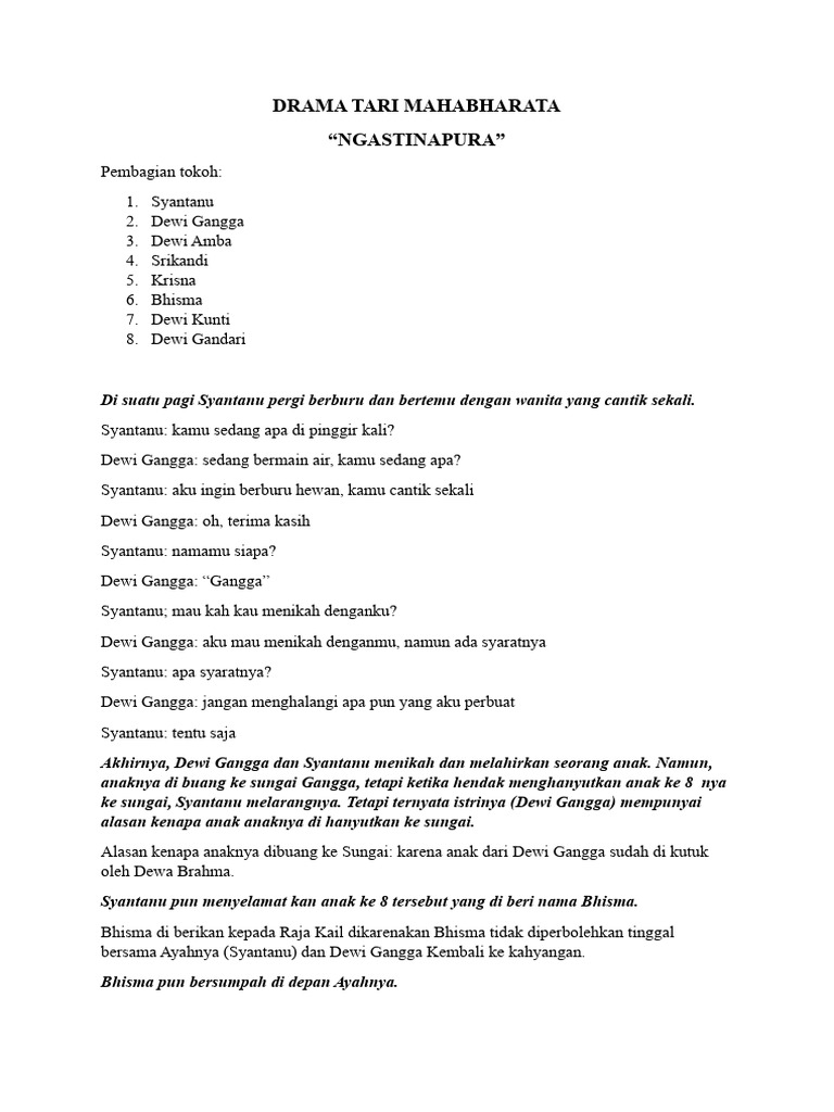 Drama Tari Mahabharata | PDF