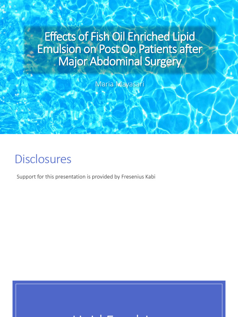 Effects of Fish Oil Enriched Lipid Emulsion On Post Op Patients | PDF | Fish Oil | Omega 3 Fatty ...