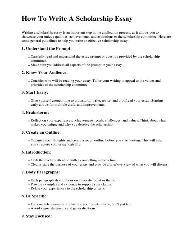 Crafting a Winning Scholarship Essay | PDF | Essays | Brainstorming