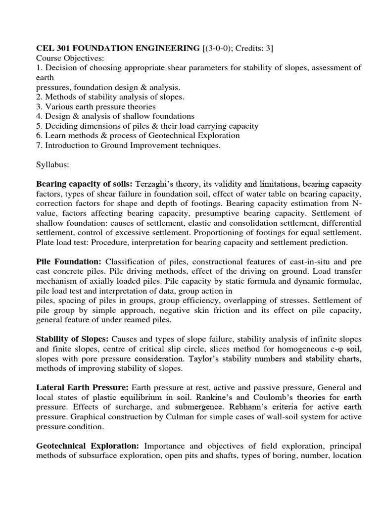Foundation Engineering Course Overview | PDF | Deep Foundation | Geotechnical Engineering