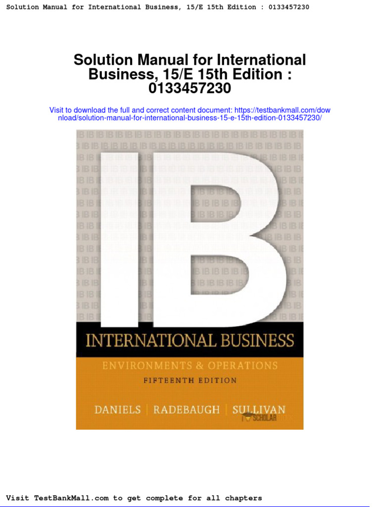 Full Solution Manual For International Business 15 E 15Th Edition 0133457230 PDF Docx Full ...