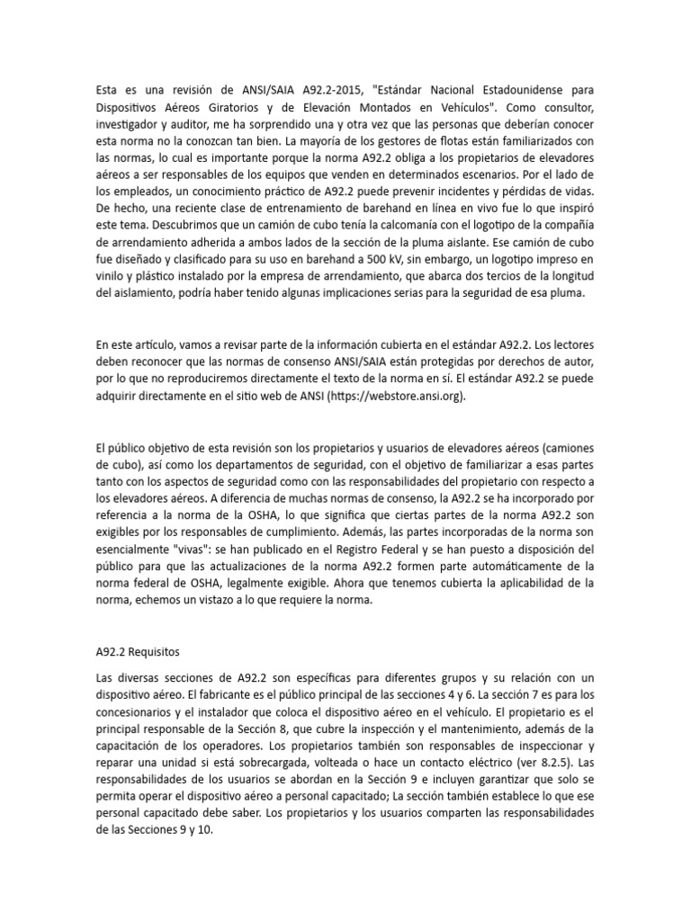 Revisión del estándar ANSI/SAIA A92.2 | PDF | Aislador (Electricidad ...