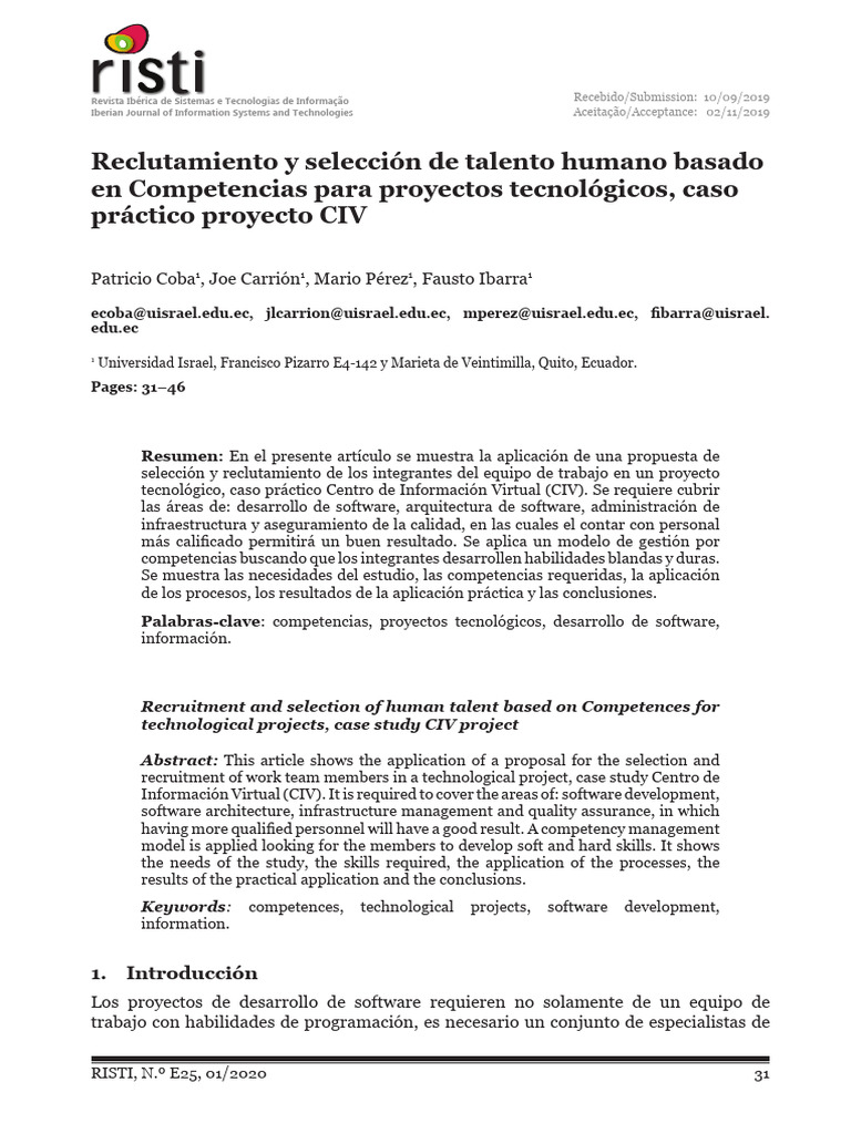 Reclutamiento y Selección de Talento Humano Basado en Competencias para ...