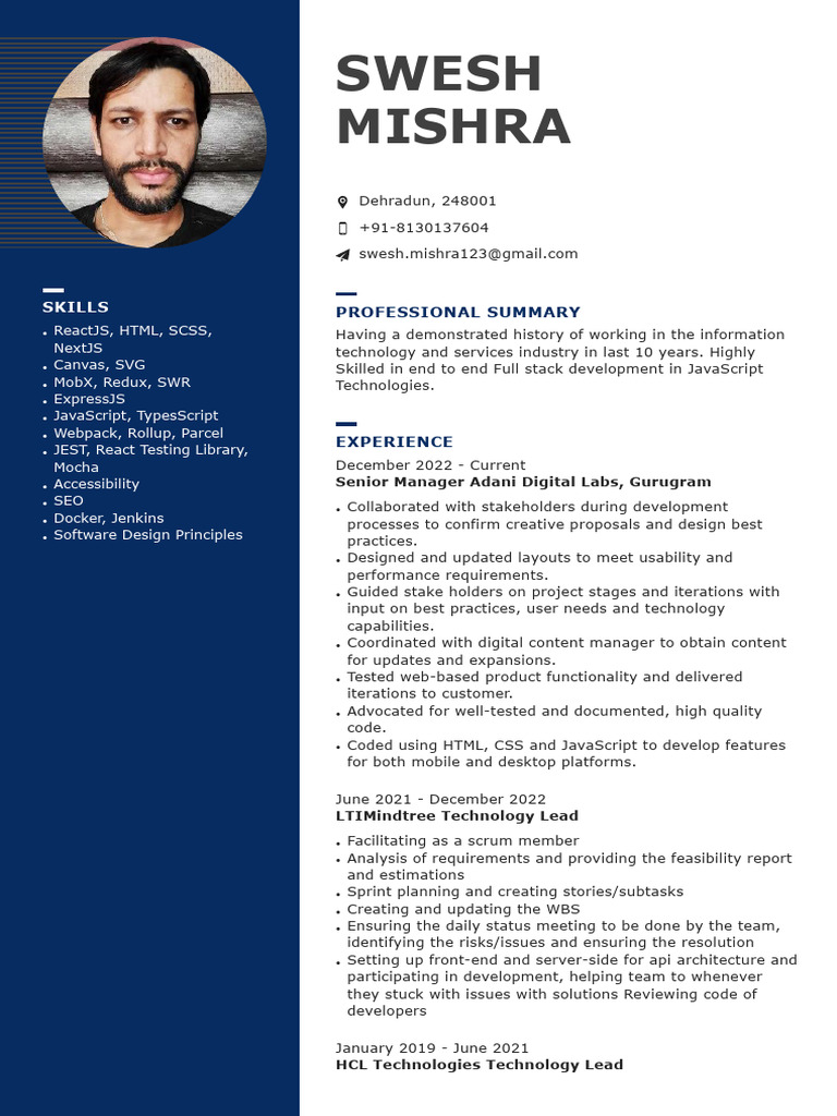 Swesh - Mishra - CV (1) (1) - 1 | PDF | Computer Programming | World Wide Web