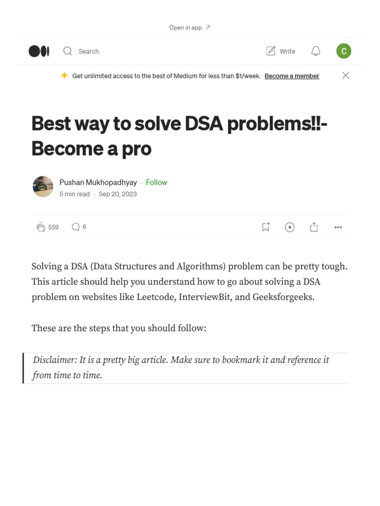Best Way To Solve DSA Problems!! - Become A Pro - by Pushan ...