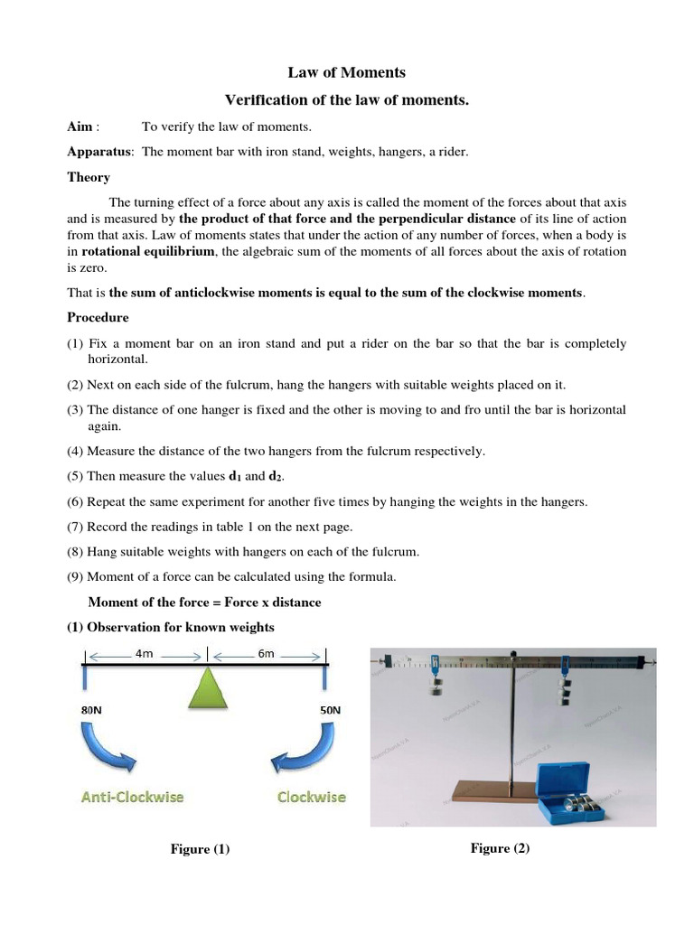 Law of Moment | PDF | Force | Rotation Around A Fixed Axis
