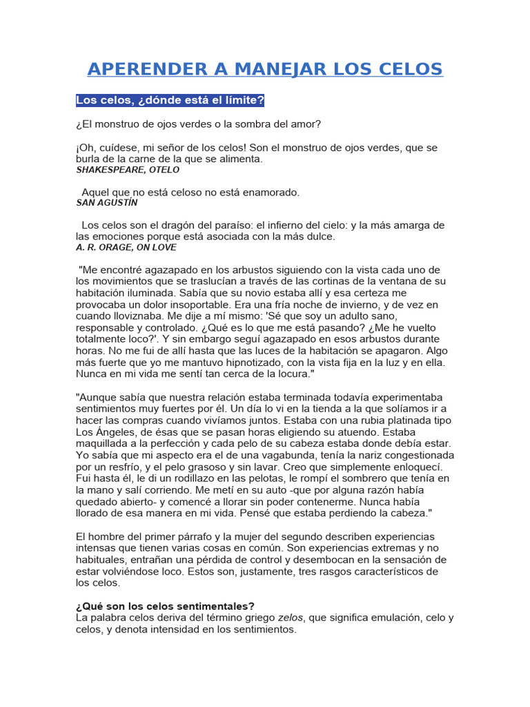 Aprender A Controlar Los Celos | PDF