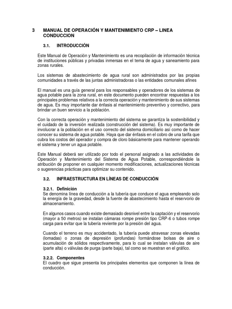 03.manual de Operación y Mantenimiento Crp-Linea Conduccion | PDF ...