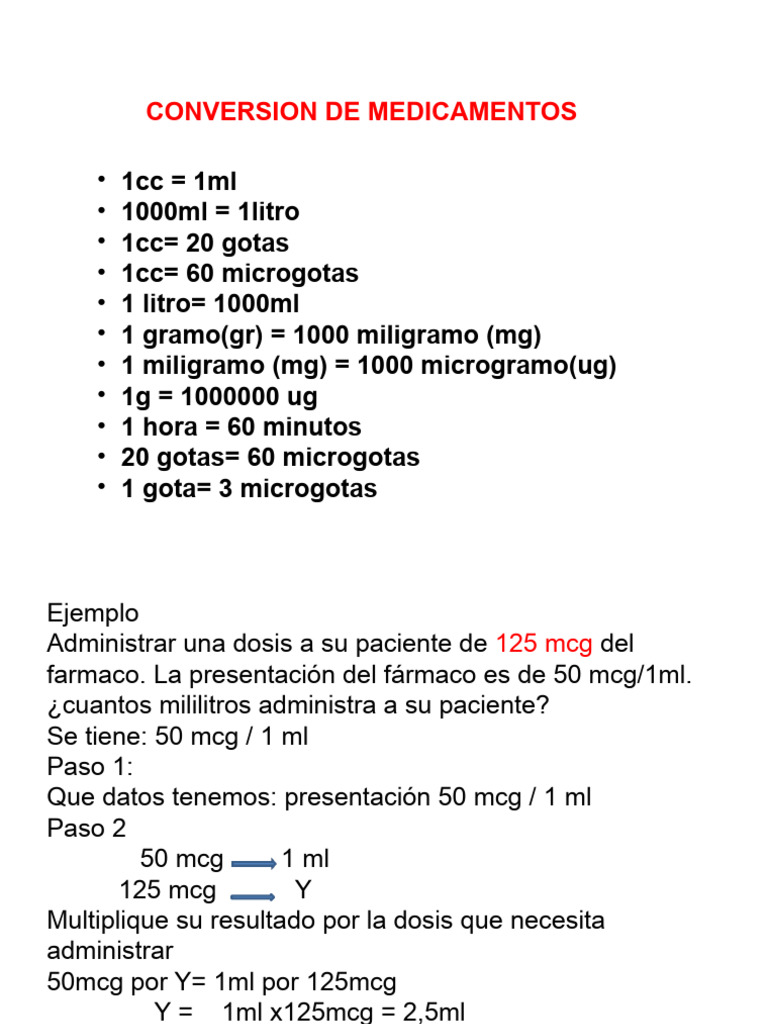 Practica Farmaco Conversiones | PDF | Medicamentos con receta | Medicina