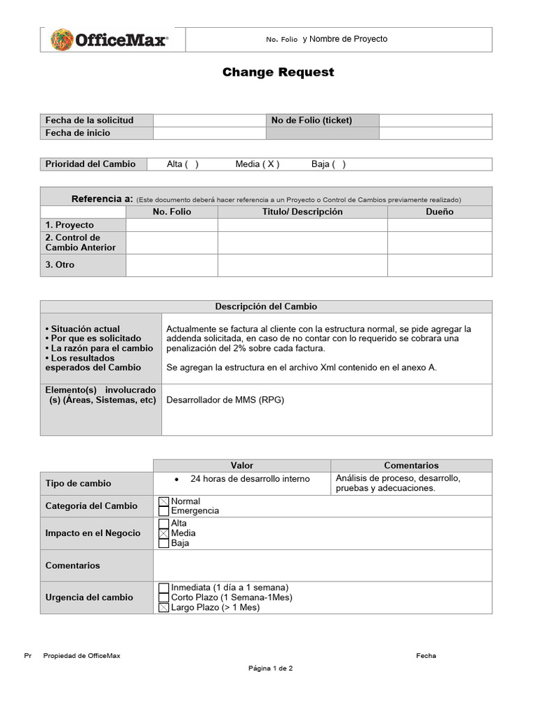 Change Request | PDF | Informática | Tecnologías de la información