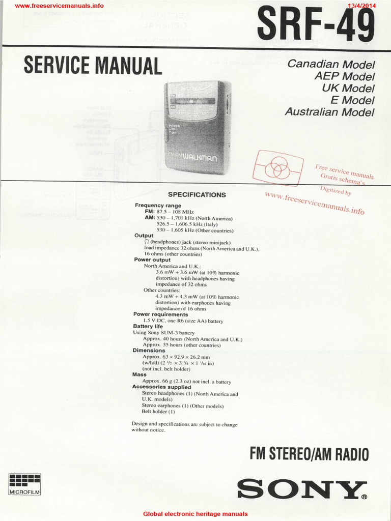 Sony srf-49 | PDF