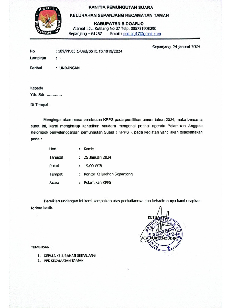 Undangan Bimtek KPPS | PDF