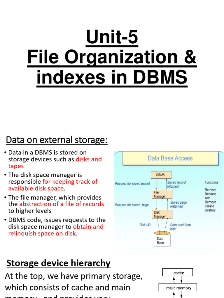 Unit5 File Organization | PDF | Database Index | Computer Data Storage