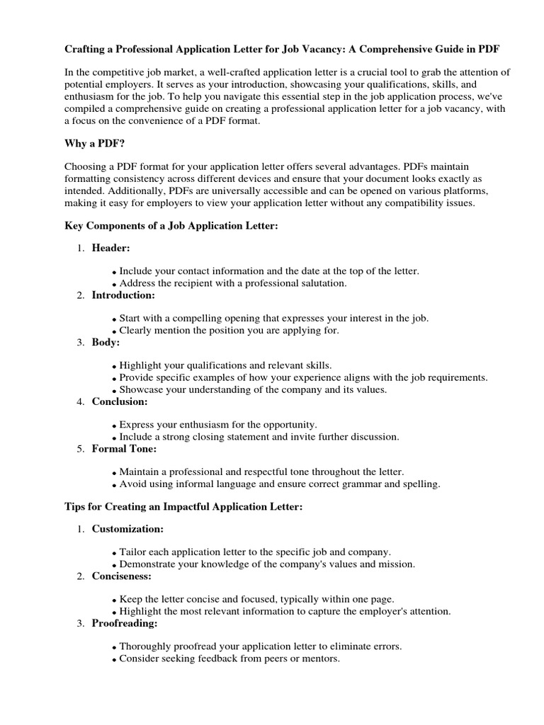 Application Letter For Job Vacancy PDF | PDF | Proofreading | Information