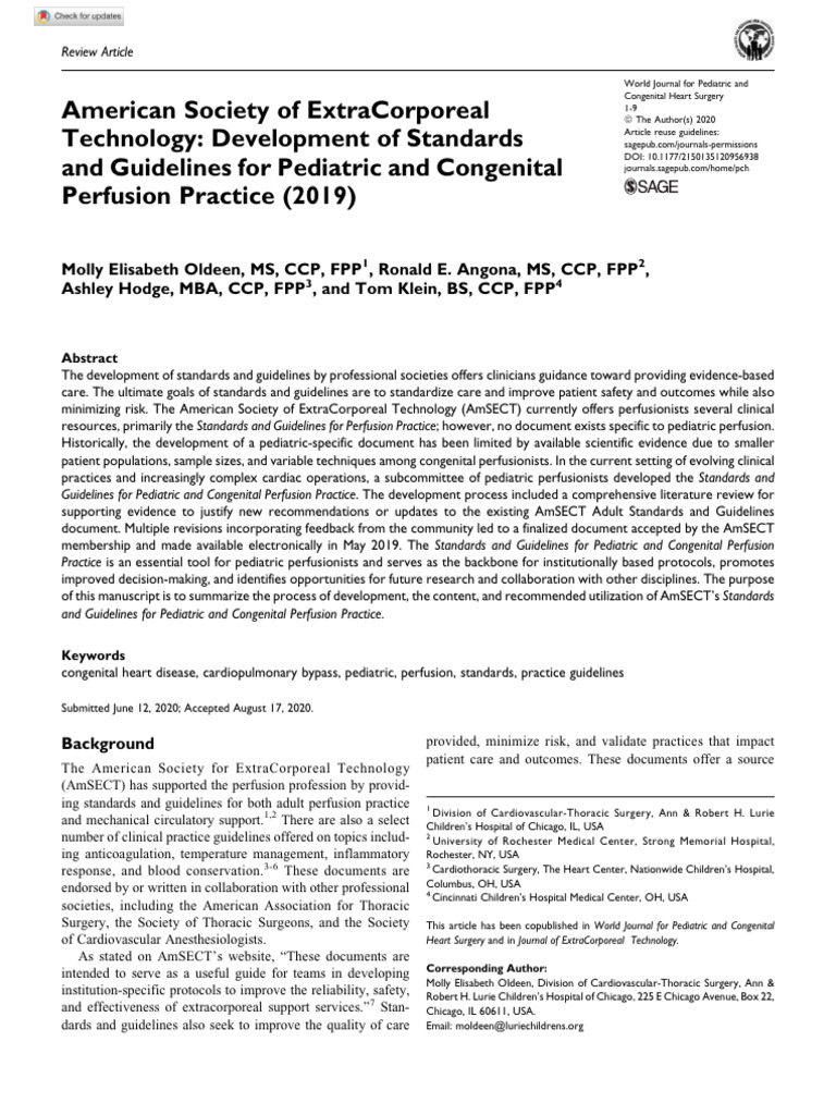 American Society of ExtraCorporeal Technology - Development of ...