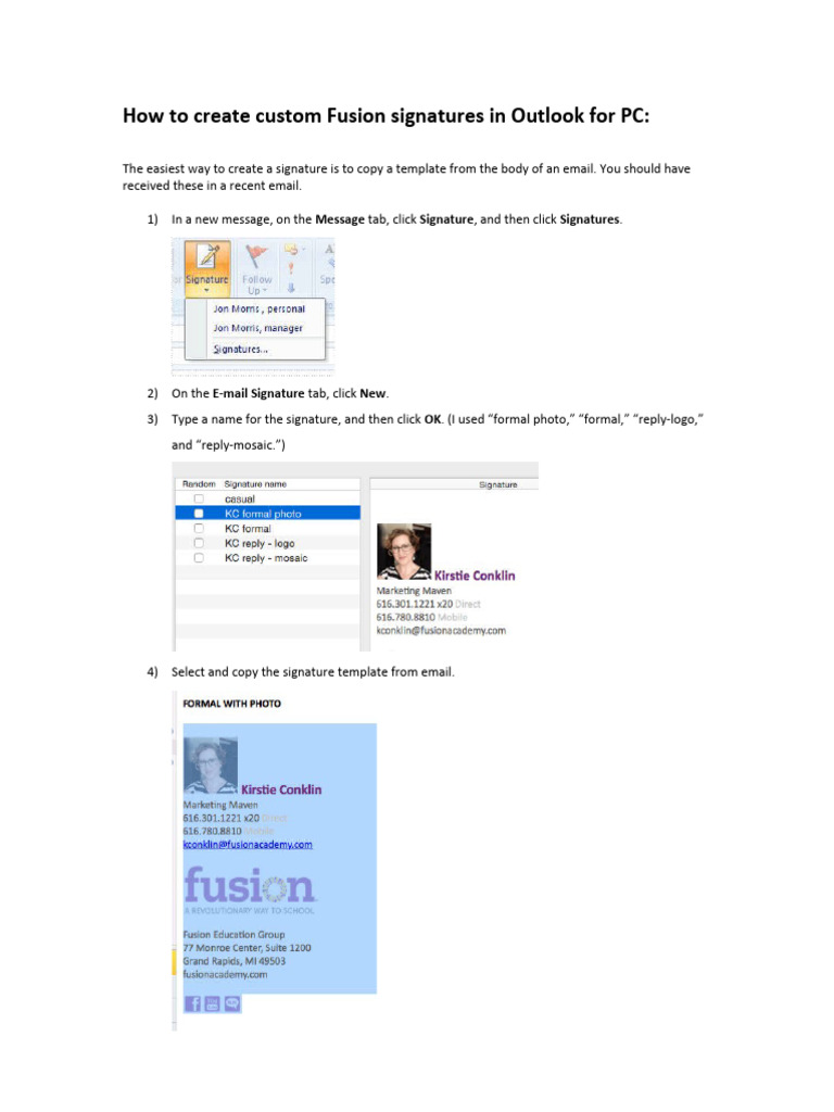 Custom Email Signatures in Outlook | PDF
