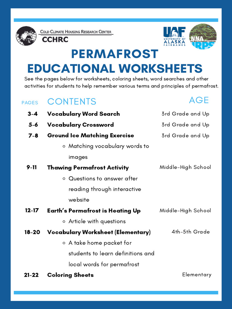 Permafrost Worksheet Packet | PDF | Climate Change | Ice
