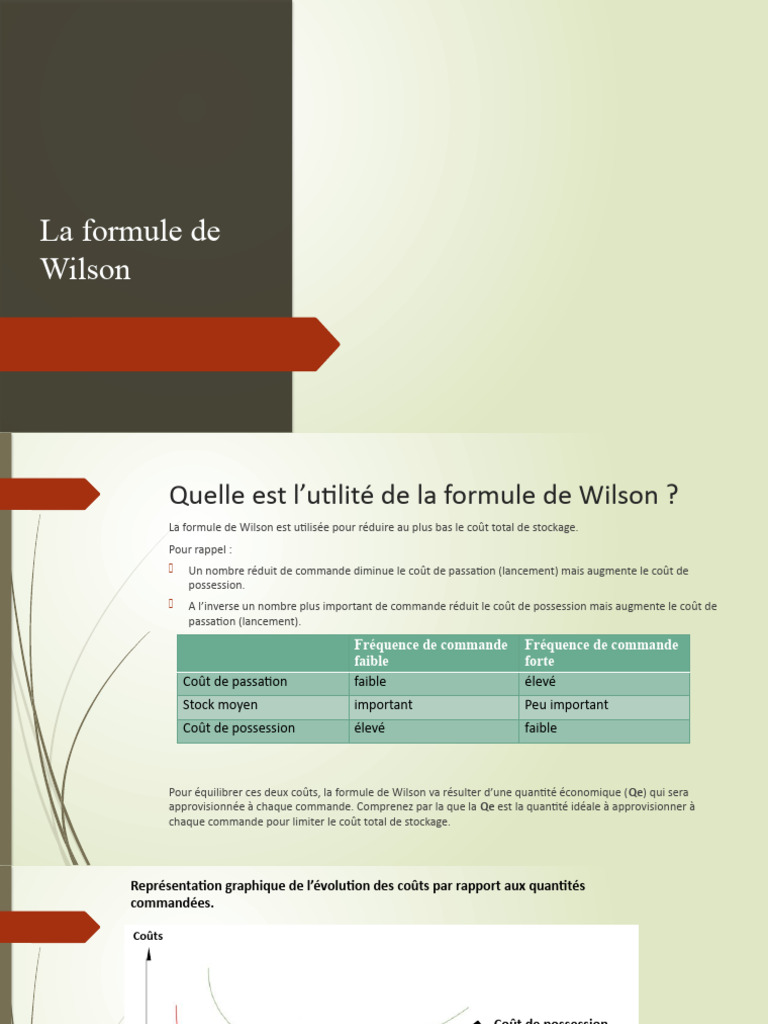 Optimisation des Coûts de Stockage avec la Formule de Wilson | PDF ...