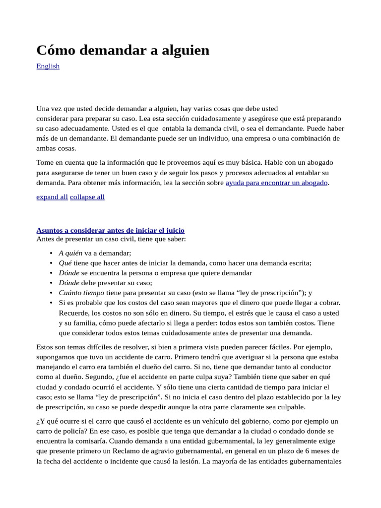 Cómo Demandar A Alguien | PDF | Estatuto de limitaciones