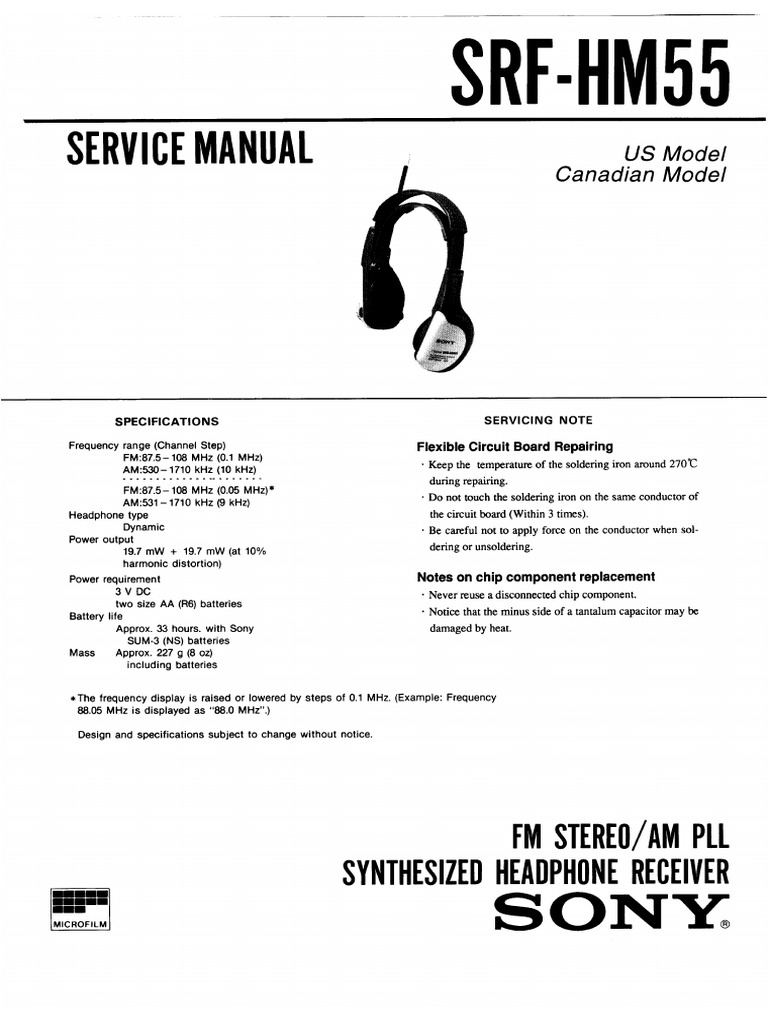 Sony srf-hm55 SM | PDF